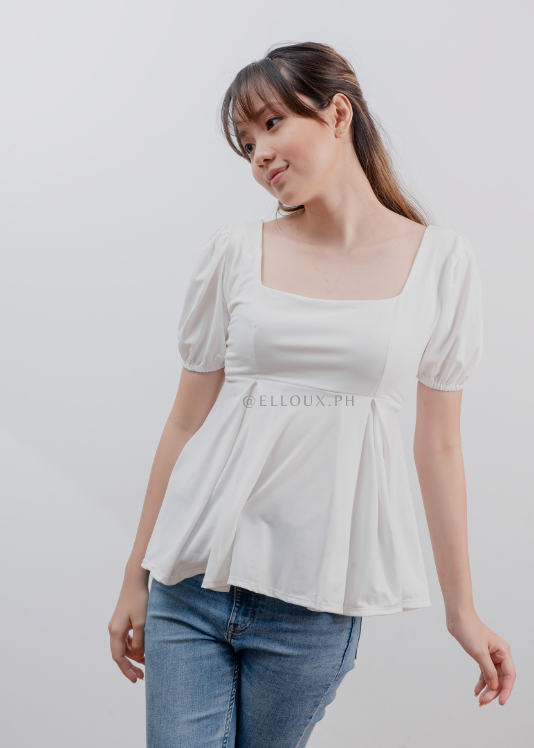 White Square Neck Top – Elloux Clothing